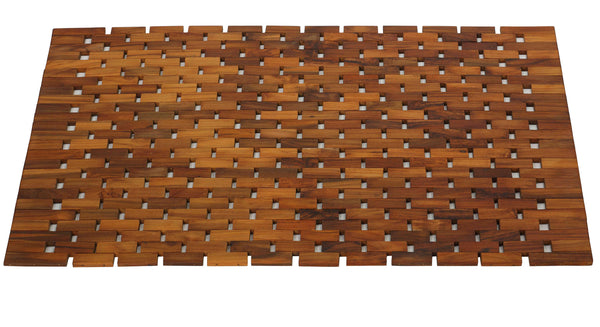 Bare Decor Kuki Spa Mosaic Shower Mat in Solid Teak Wood Oiled Finish ...