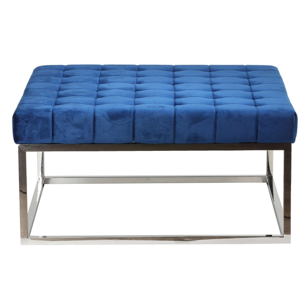 Cortesi Home Caroline Tufted Velvet Ottoman, Blue - CozyStreet